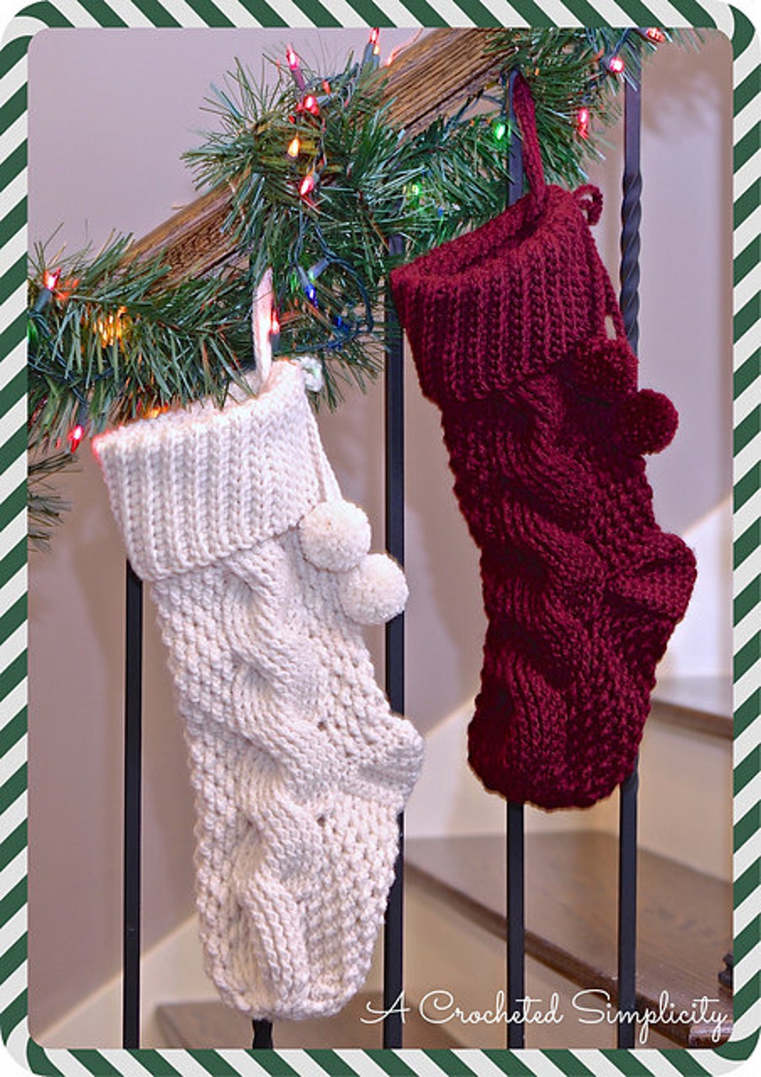 CROCHET PATTERN | Big Bold Cabled Stocking | Crochet Christmas Stocking ...