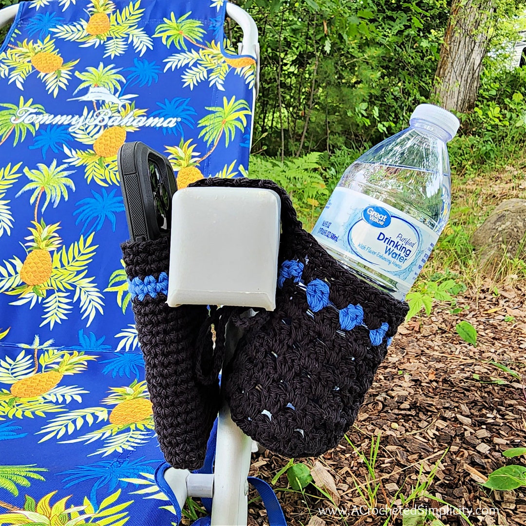 Crochet Chair Caddy for Lounge Chairs, Beach Chairs, Camping Chairs ...