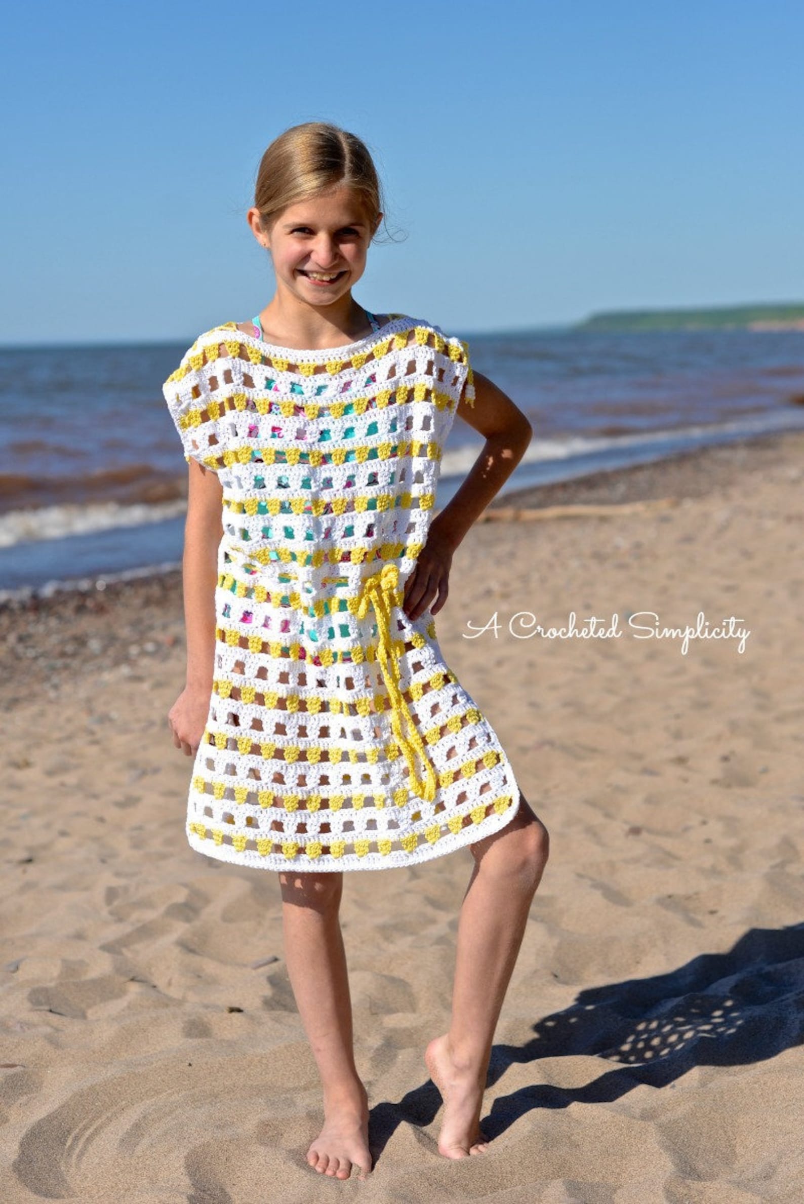 Crochet Pattern: Sunny Days Crochet Beach Cover-up, Sizes Doll, Baby ...