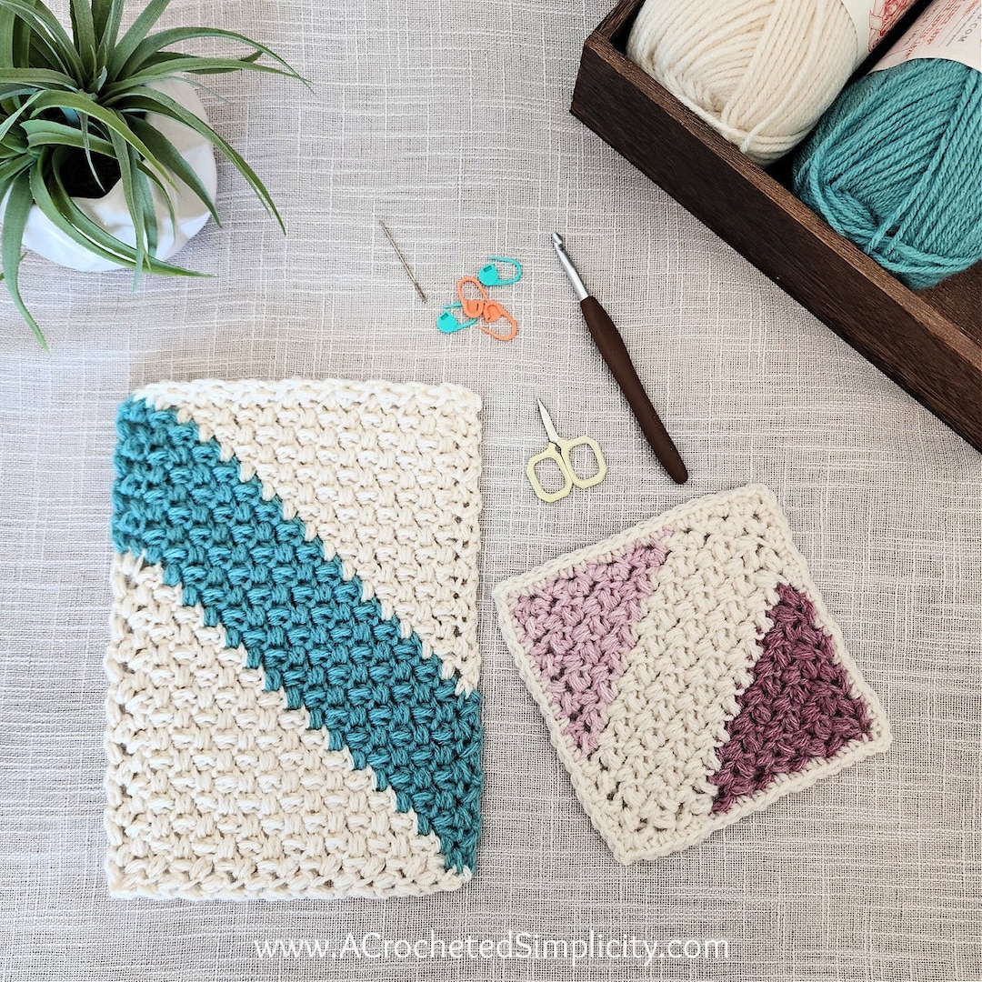 Crochet C2C Blanket Pattern, C2C Crochet Mini Bean Stitch 6" Square ...