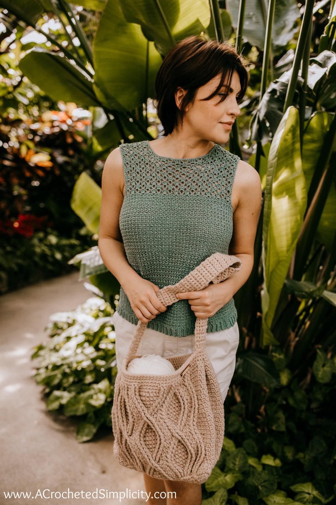 Crochet Bag Pattern, Lille Crochet Cable Bag Pattern, Modern Cabled Bag ...