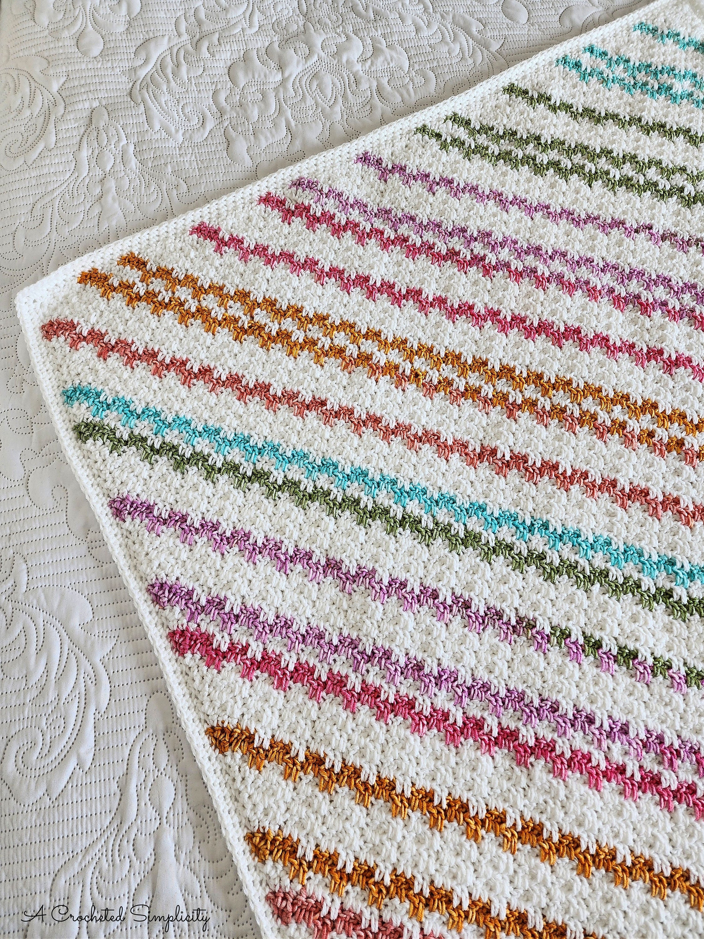 Crochet C2C Blanket Pattern, Candy Stripes Lapghan, Crochet C2c Blanket ...