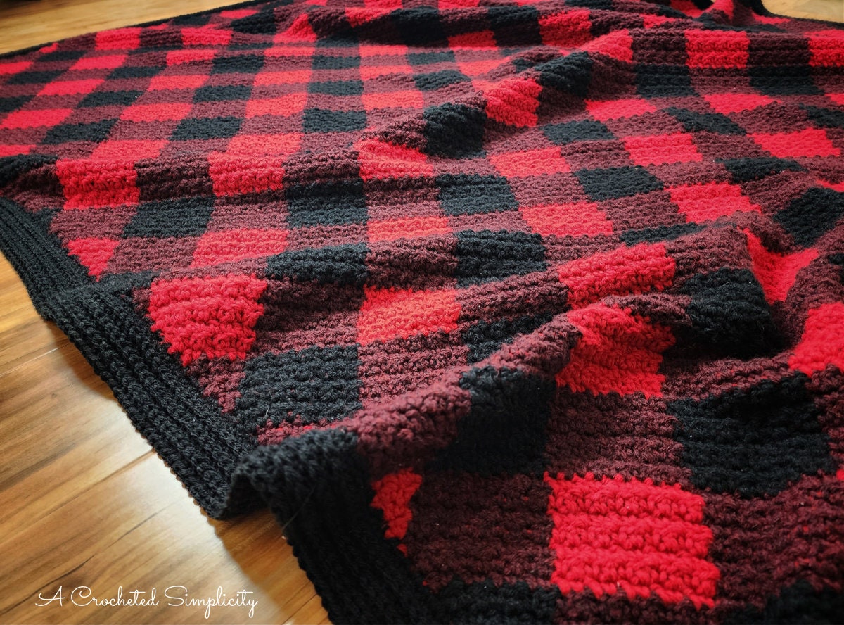Crochet C2C Blanket Pattern, C2C Crochet Buffalo Plaid Blanket, Crochet ...