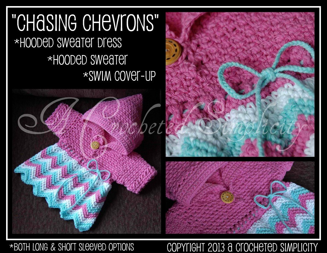 Crochet Pattern: "chasing Chevrons" Hooded Sweater , Cover-up or Dress ...