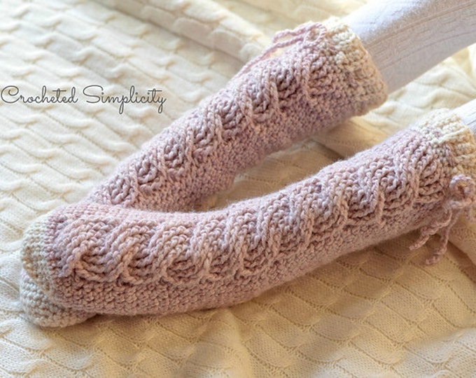 Crochet Pattern: Big Bold Cabled Slipper Socks & Footies - Etsy