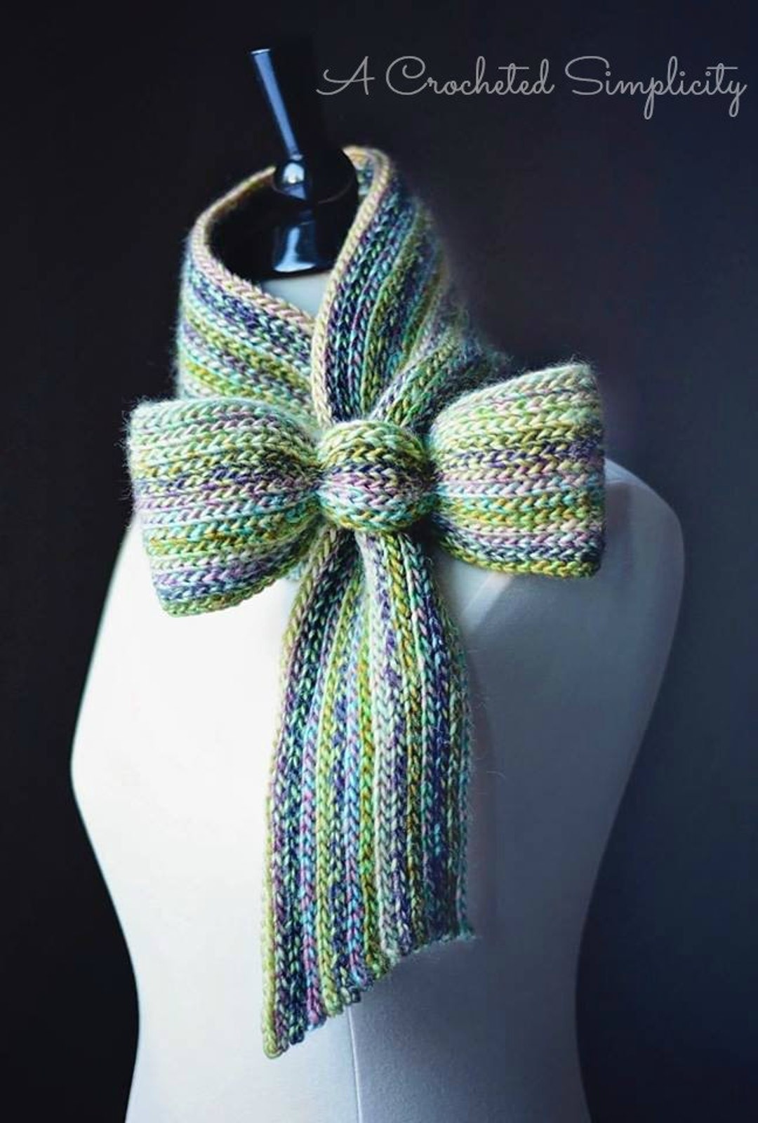 Crochet Pattern: "knit-look" Bow Tie Cowl / Scarf **permission to Sell ...
