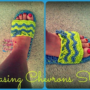 Crochet Pattern: "chasing Chevrons" Slides / Slippers, Permission to ...
