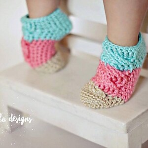 Crochet Pattern: Big Bold Cabled Slipper Socks & Footies (kids ...
