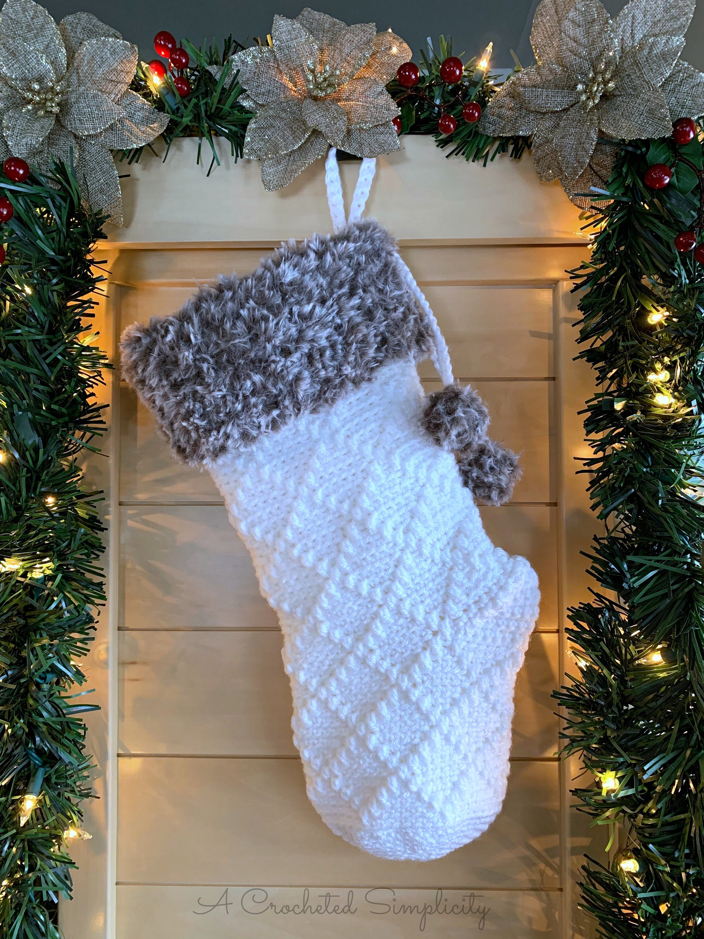 Crochet Pattern: Diamonds & Fur Christmas Stocking Crochet Stocking ...