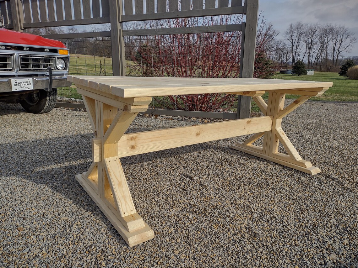 DIY Trestle Base Picnic Table Plans Includes Bench Plans - Etsy