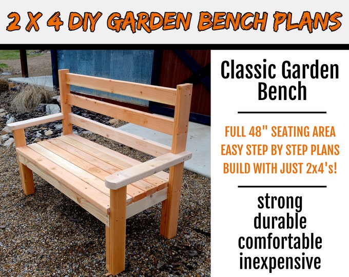 2x4 Simple Garden Bench Outdoor DIY Furniture - Etsy