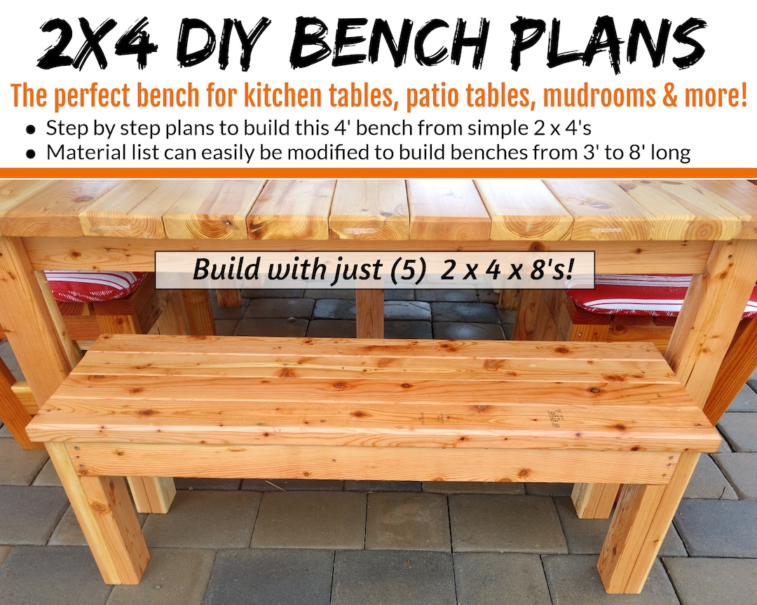 2x4 Bench Plans - the Perfect Bench for Tables & More! - Etsy