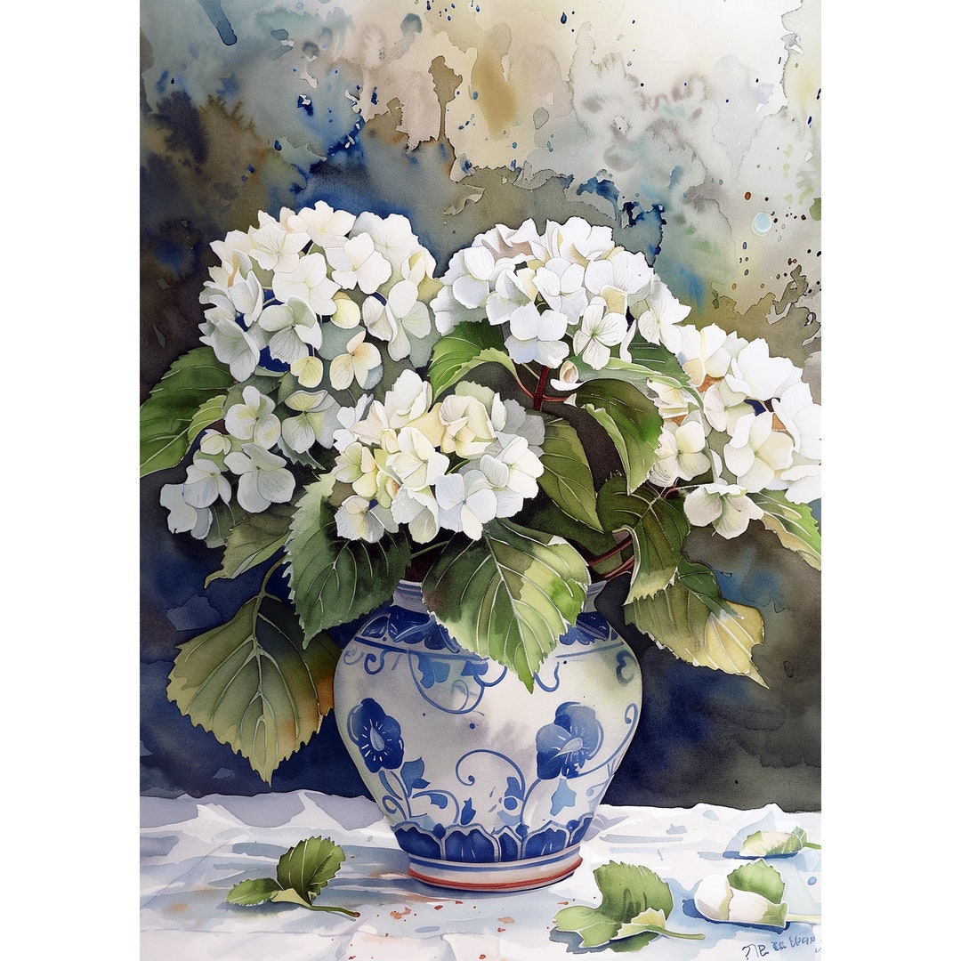Hydrangea Watercolour Print, Abstract Watercolour Art, Hydrangea Art ...