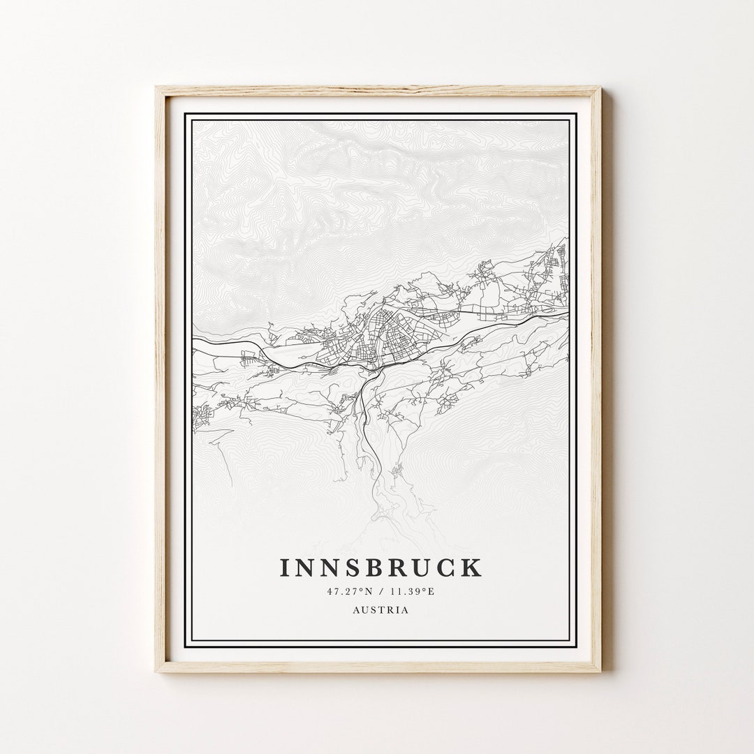 Innsbruck Map Digital Innsbruck Map Innsbruck Austria Wall - Etsy