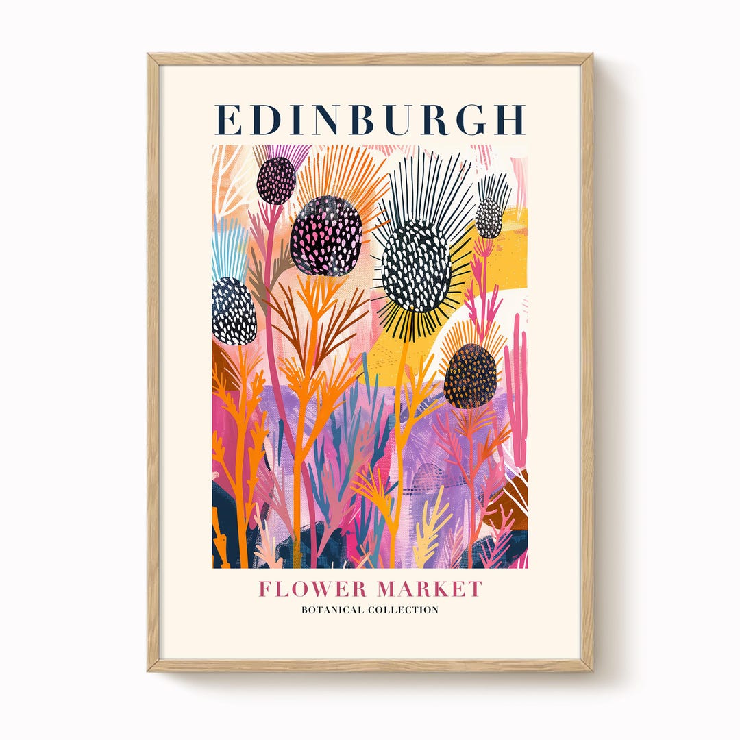 Edinburgh Flower Market Print: Floral Travel Art Poster - Etsy UK