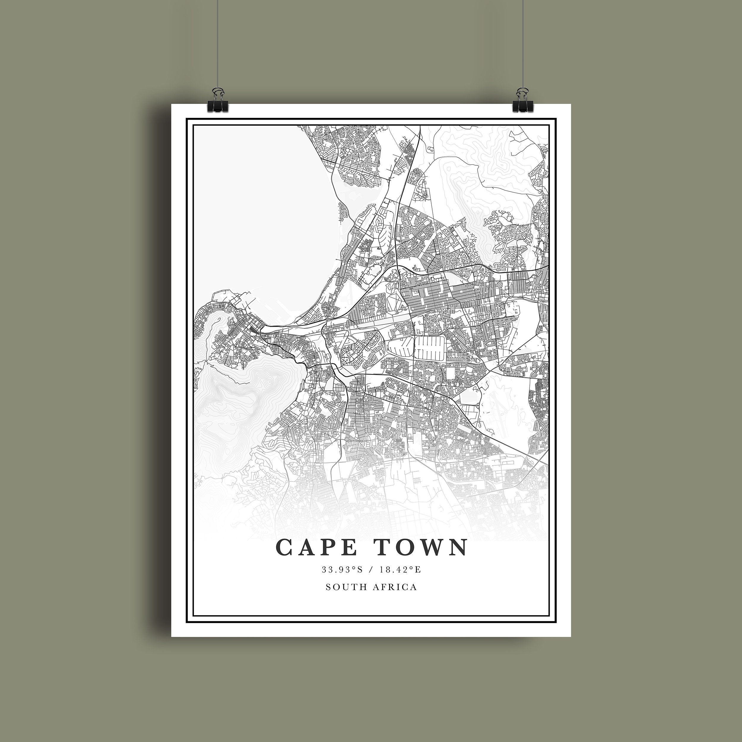 Cape Town Map Digital Cape Town Map Cape Town South Africa - Etsy Singapore
