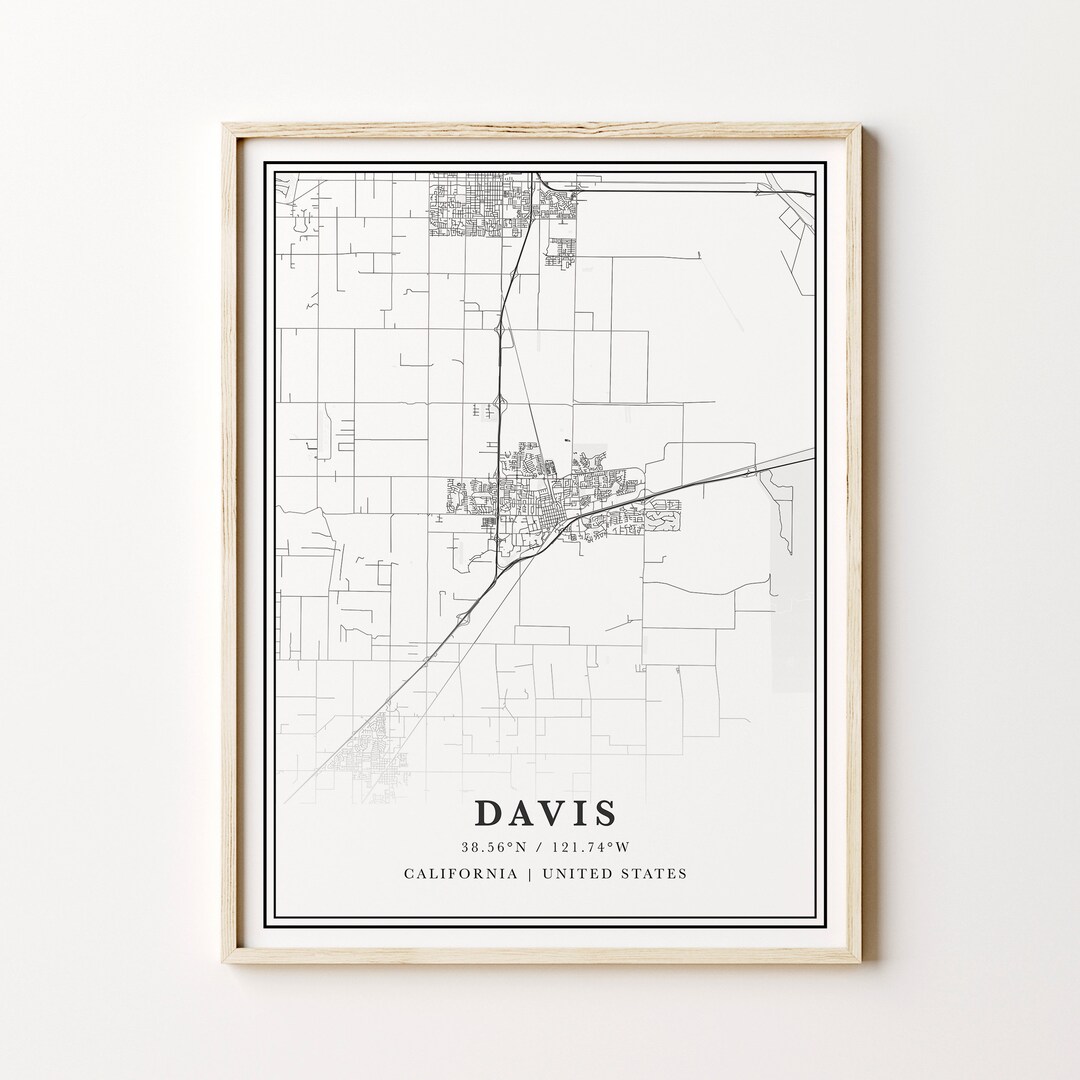 Davis Map Digital Davis Map Davis California Wall Art - Etsy