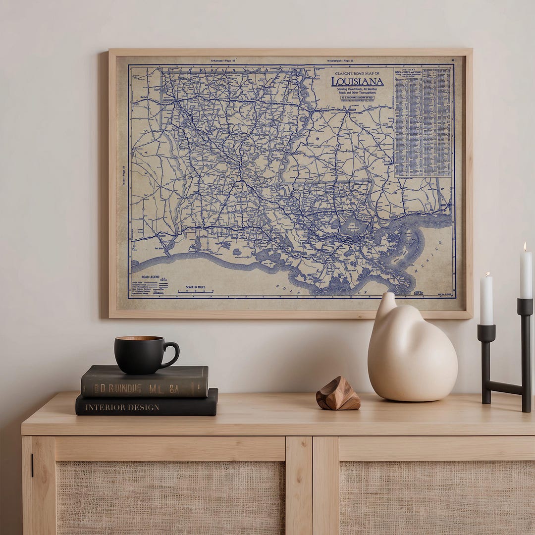 Vintage Louisiana Blueprint Map Print: History Lover Gift - Etsy