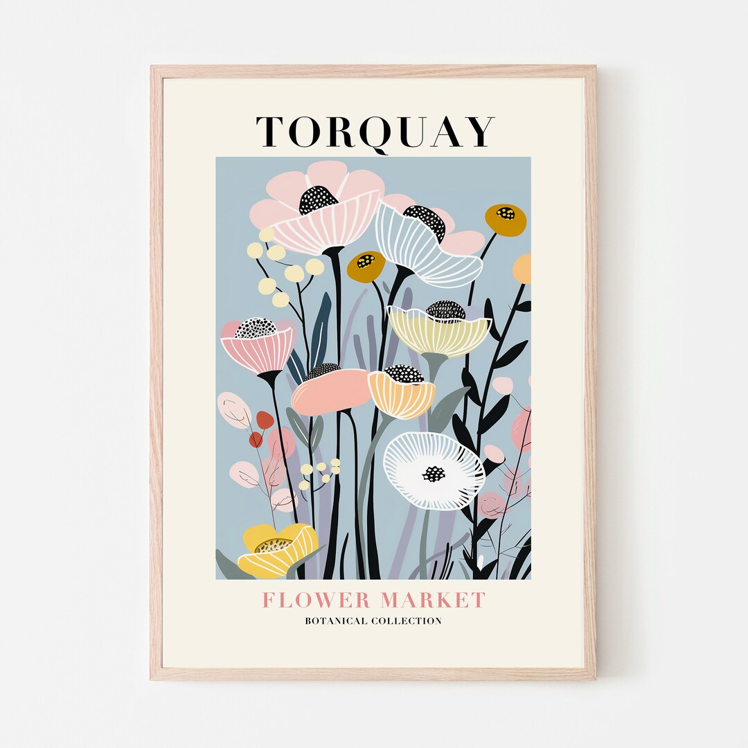 Torquay Flower Market, Travel Art, Flower Market Poster, Torquay ...