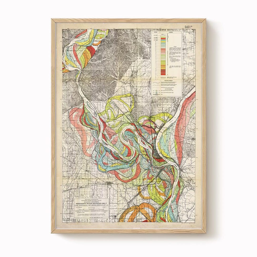 Harold Fisk Map Print – Sheet 1: Cairo, IL to Commerce, MO, Mississippi ...