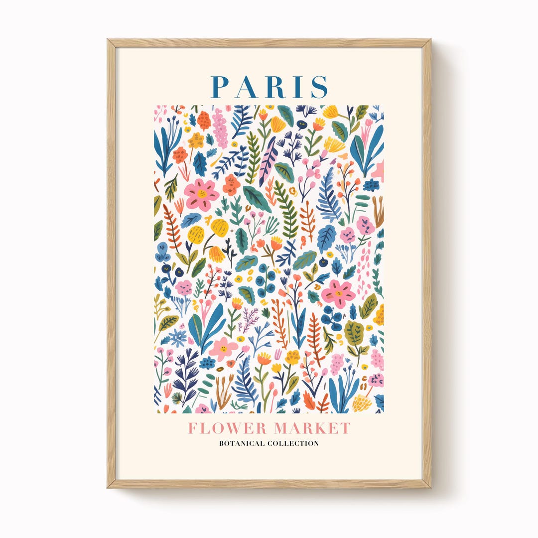 Paris Flower Market, Travel Art, Flower Market Poster, Paris Artwork ...