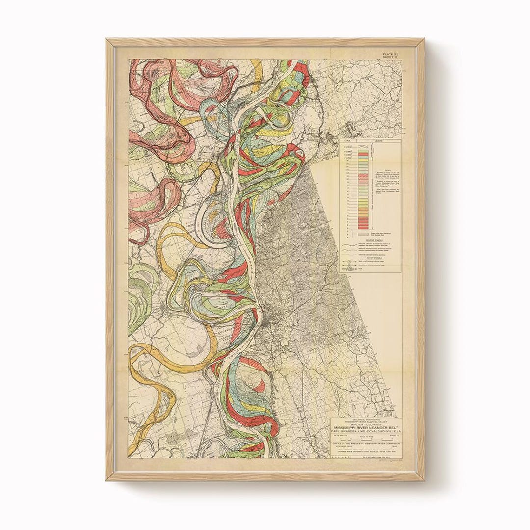 Harold Fisk Map Print – Sheet 12: Old River to Morganza & Melville, LA ...