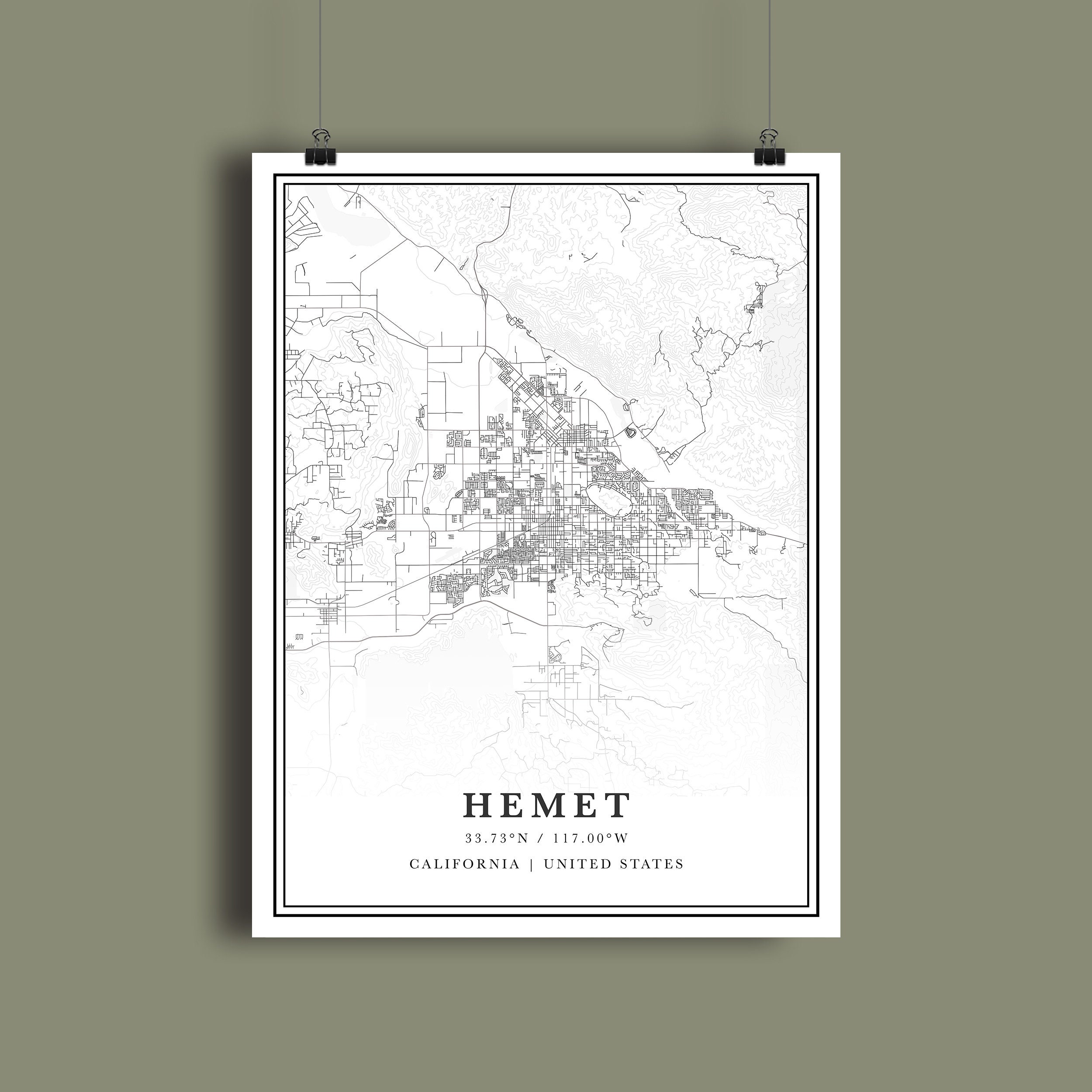 Printable Hemet Map Digital Hemet Map Hemet California - Etsy Canada
