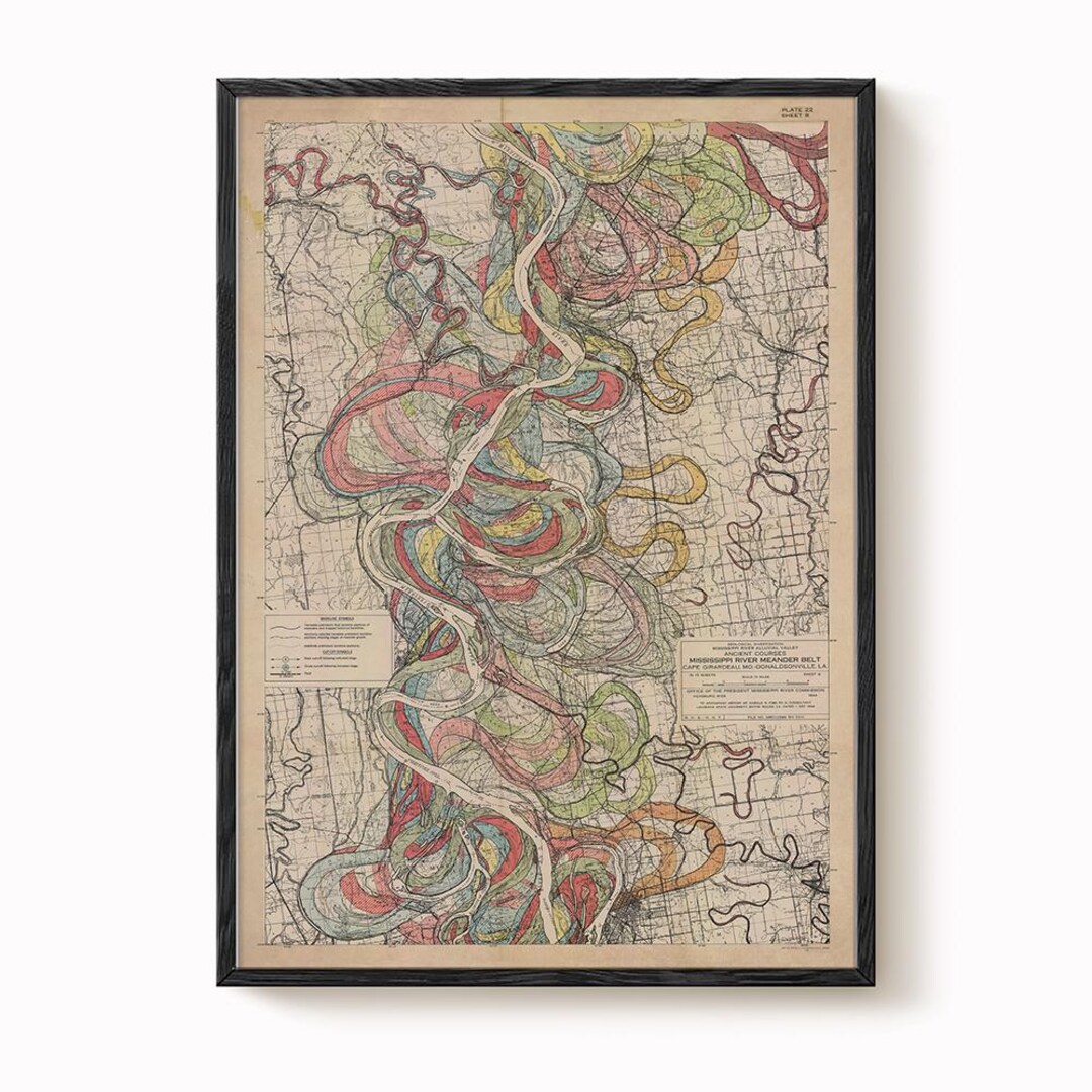 Harold Fisk Map Print: Mississippi River Meander, Rosedale to ...