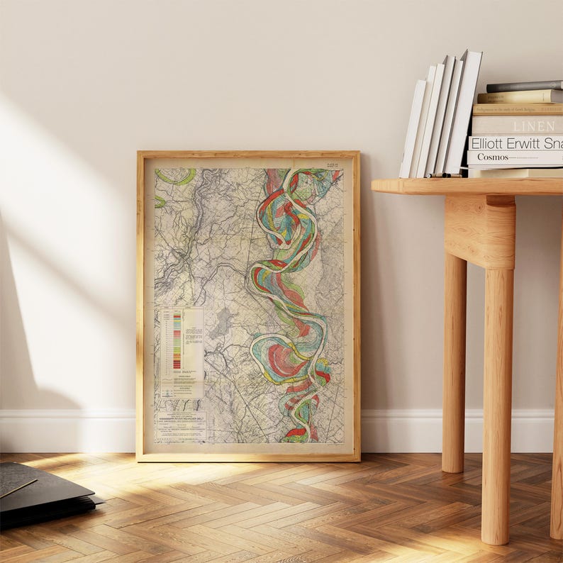 Harold Fisk Map Print, Mississippi River Meander Map Print ...