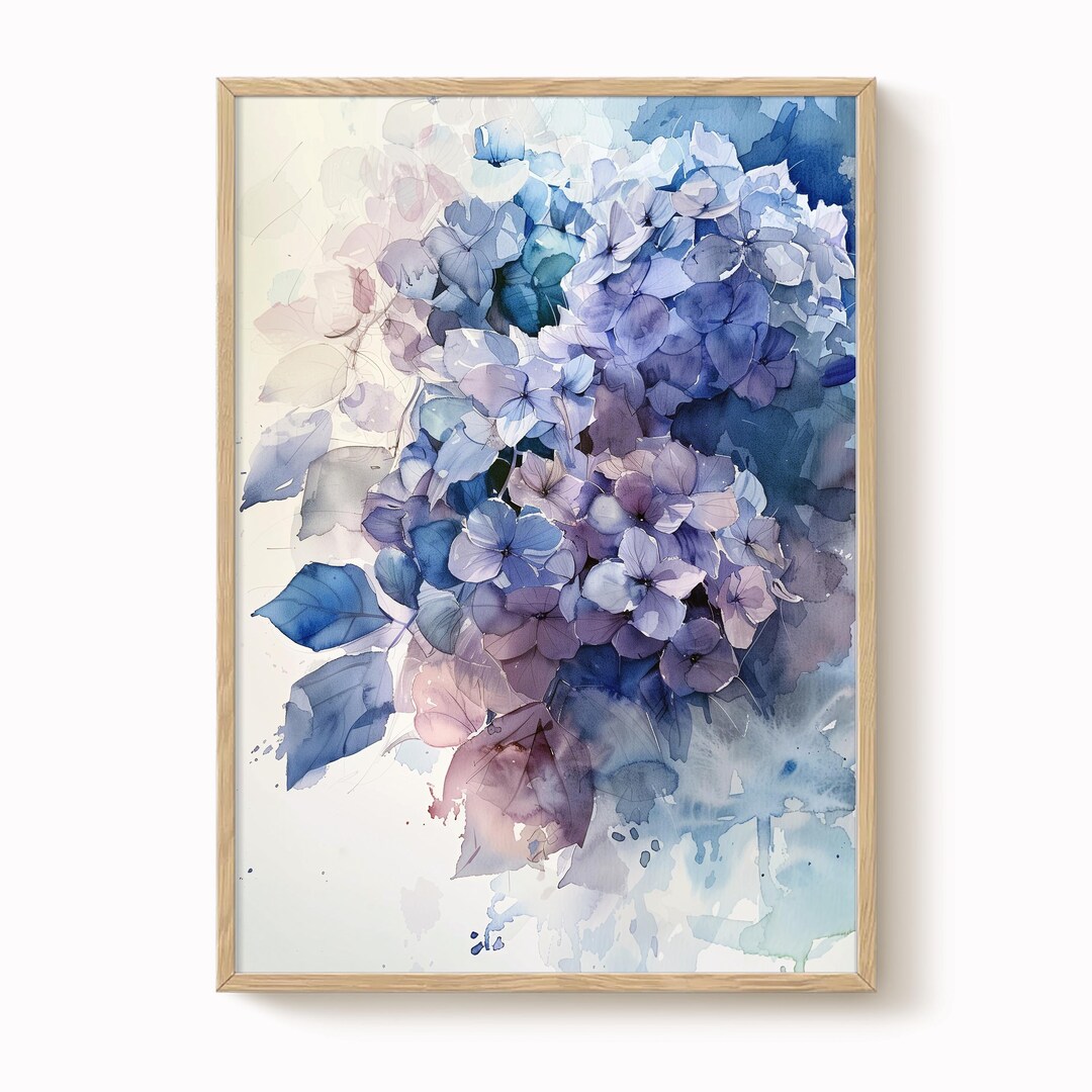 Hydrangea Watercolor Art Print: Abstract Floral Still Life - Etsy
