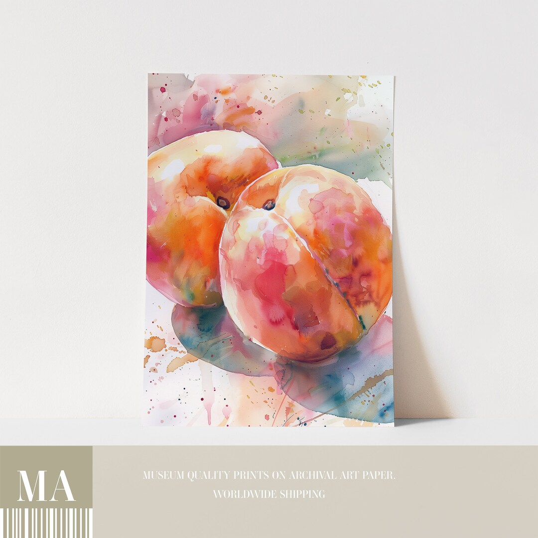 Peaches Watercolour Print, Abstract Watercolour Art, Peaches Art Print ...
