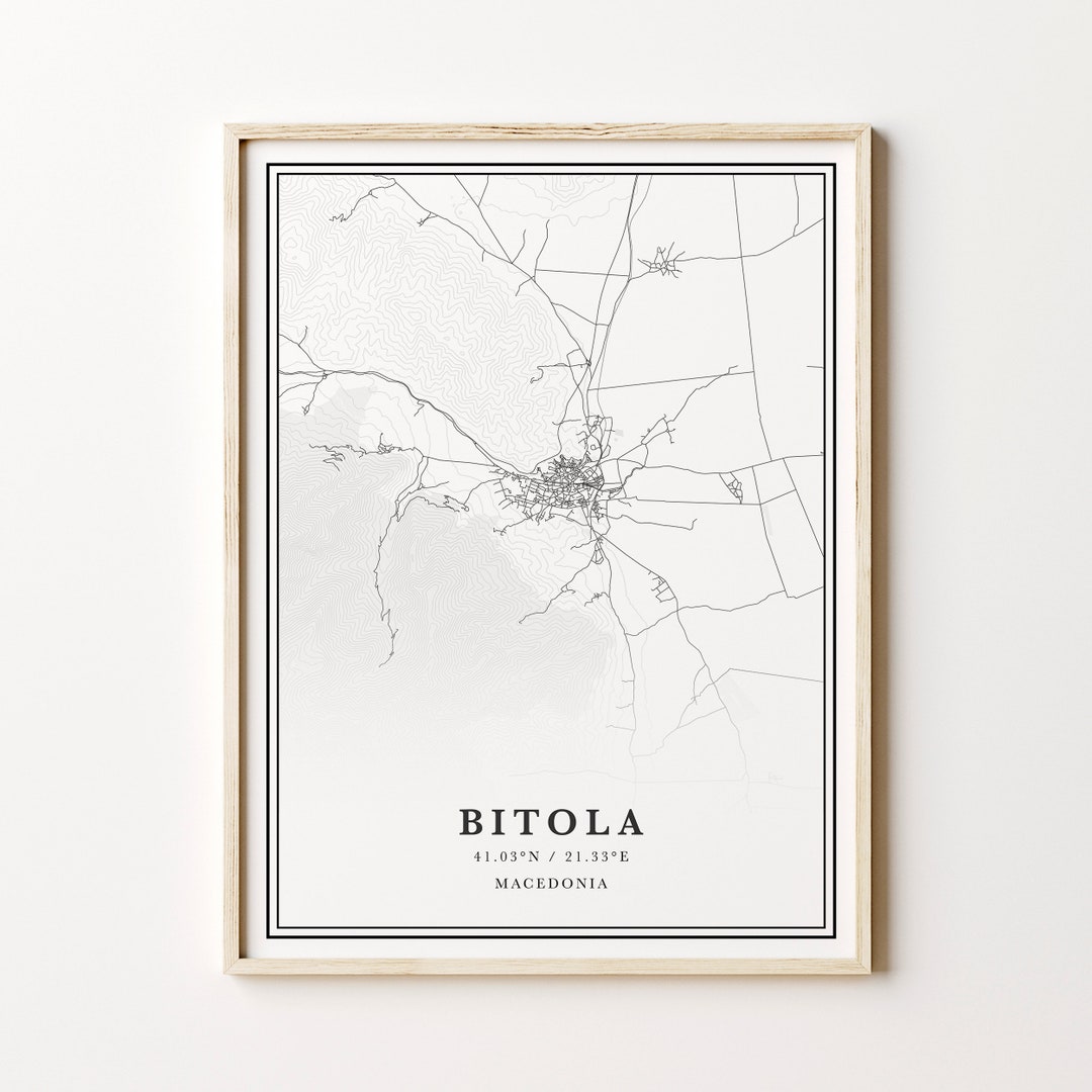 Bitola Map Digital Bitola Map Bitola Macedonia Wall Art - Etsy