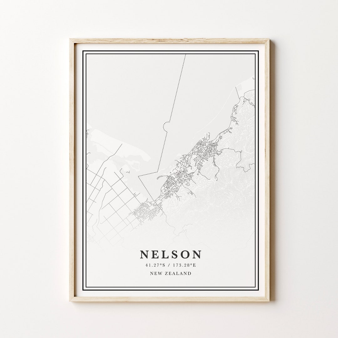 Nelson Map Digital Nelson Map Nelson New Zealand Wall Art - Etsy