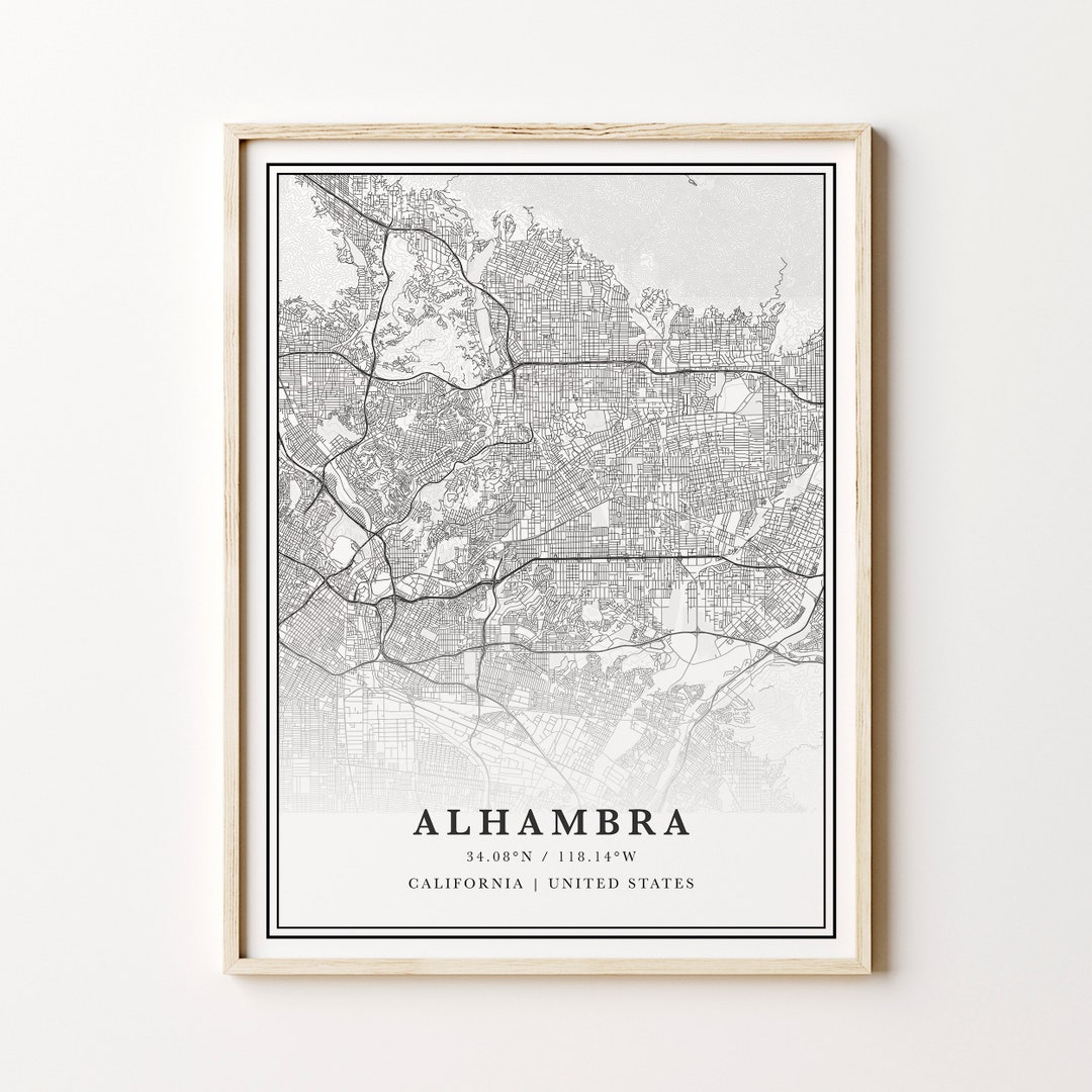 Alhambra Map Digital Alhambra Map Alhambra California - Etsy