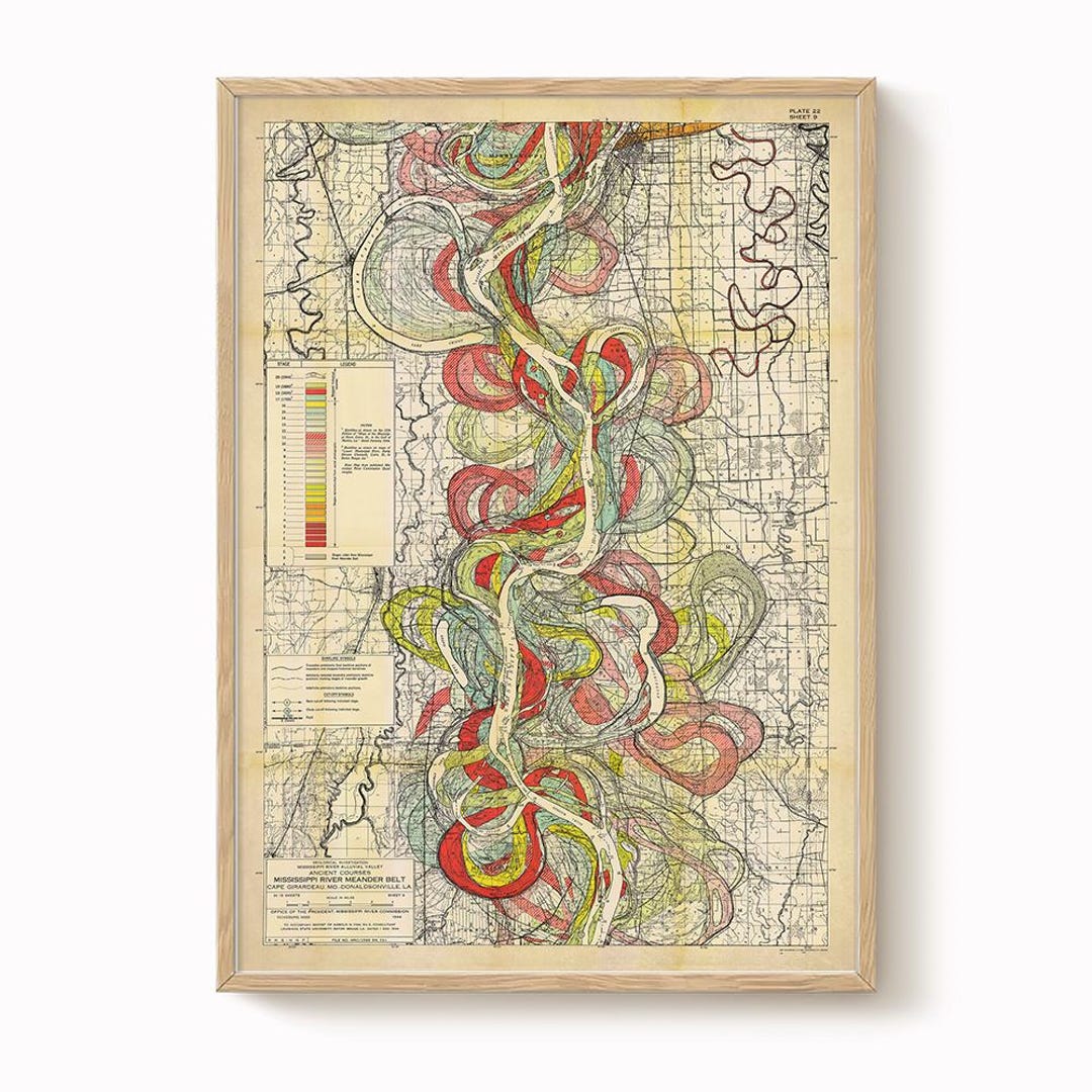 Harold Fisk Map Print – Sheet 9: Greenville, MS to Vicksburg, MS ...
