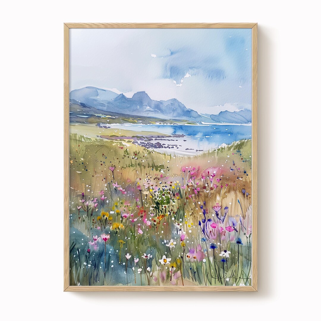 Wildflower Meadow, Watercolour Print, Watercolour Art, Landscape Art ...