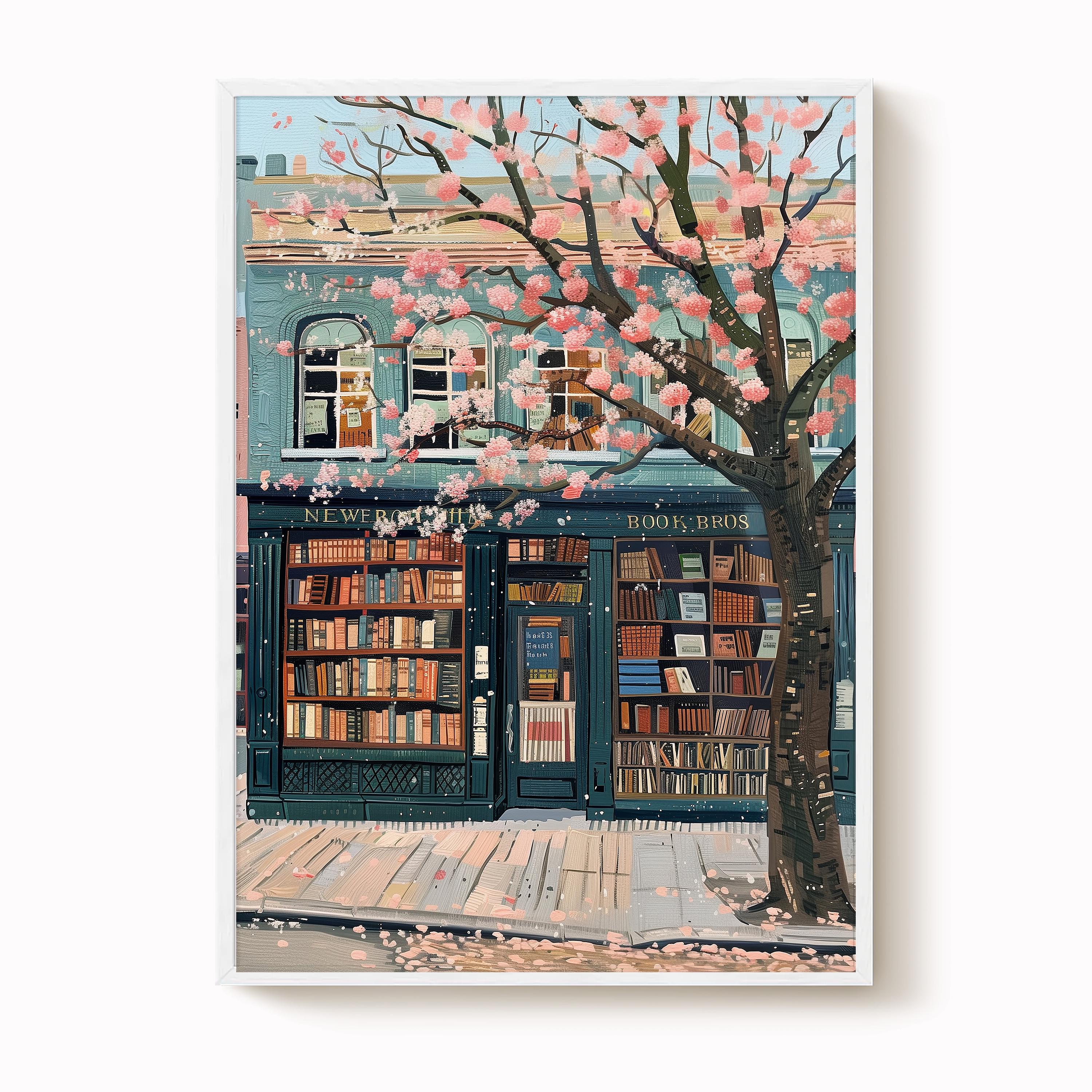 New York City Bookshop Art Print: Spring Floral Wall Decor - Etsy