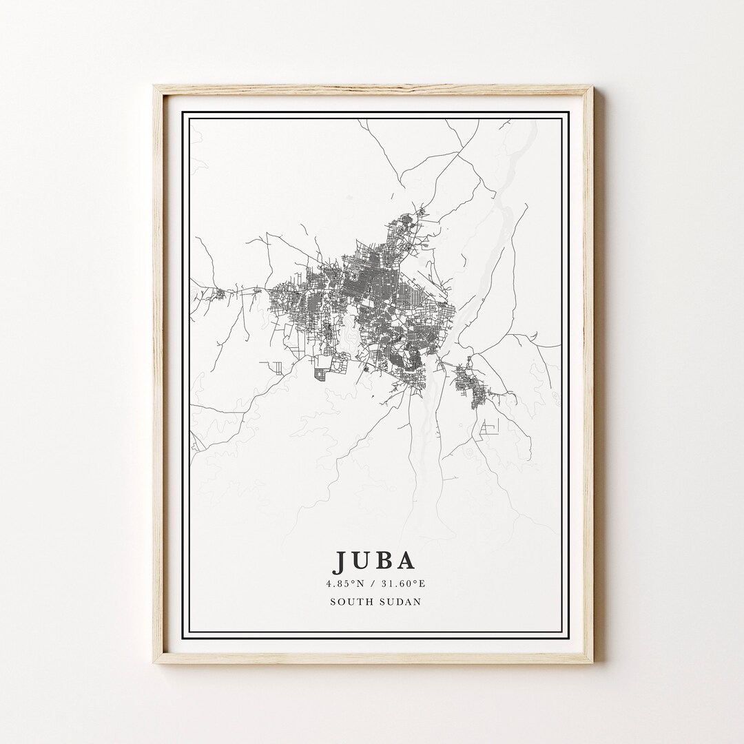 Juba Map Digital Juba Map Juba South Sudan Wall Art - Etsy