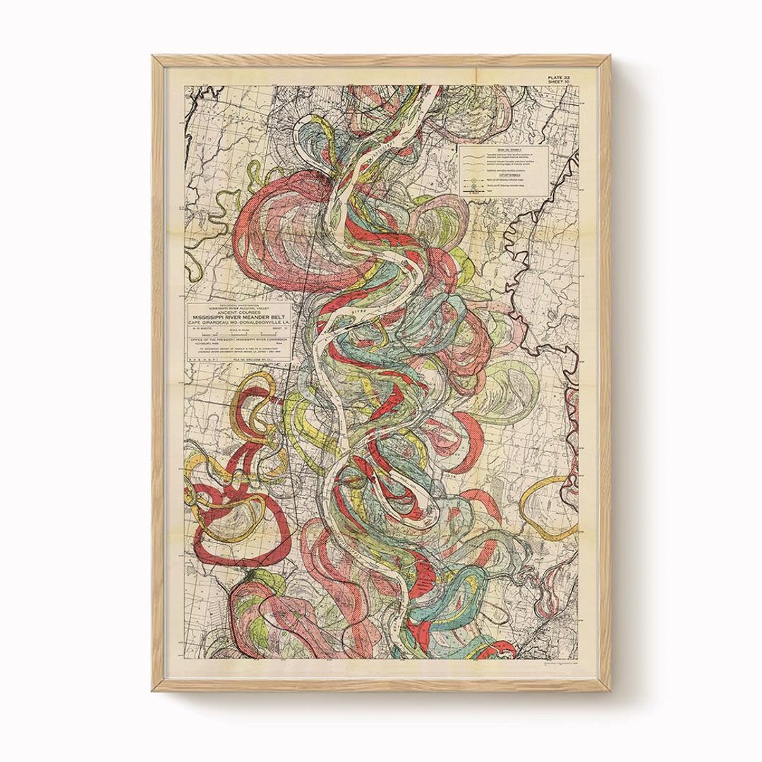 Harold Fisk Map Print – Sheet 10: Vicksburg, MS to Natchez, MS ...