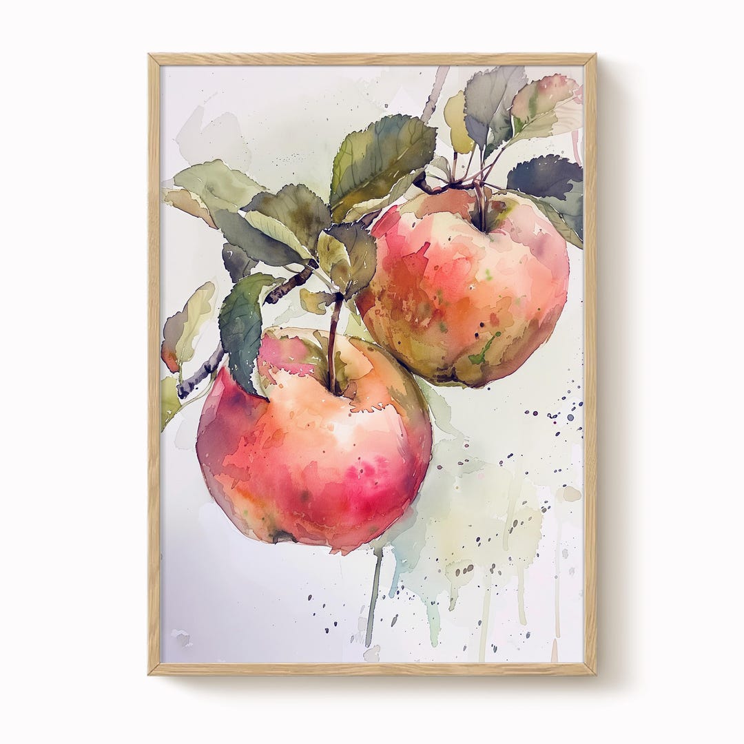 Abstract Apples Watercolor Art Print: Summer Fruit Still Life - Etsy