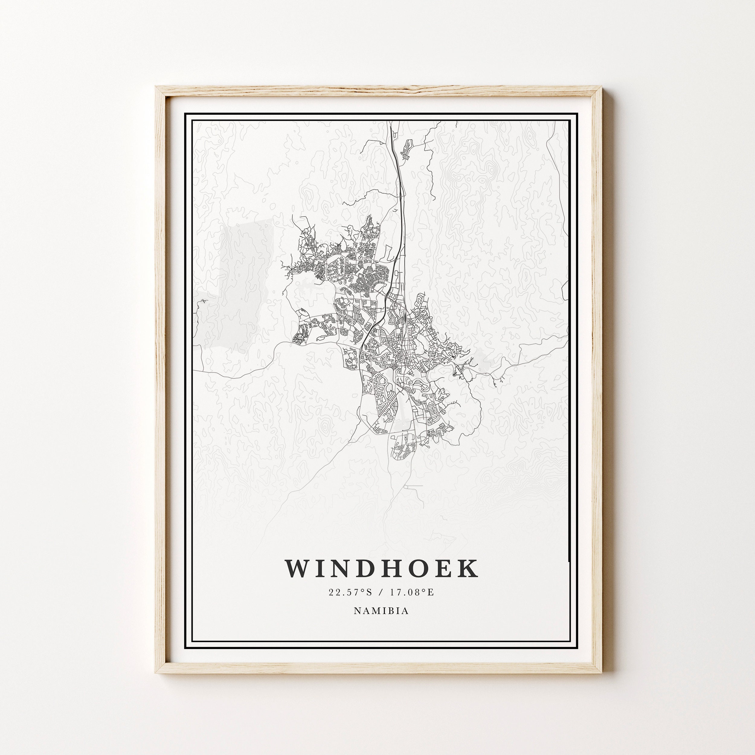 Windhoek map digital Windhoek map Windhoek Namibia wall - Etsy México