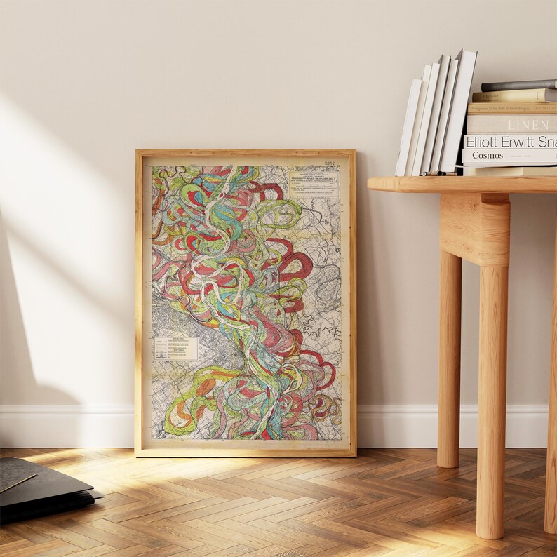Harold Fisk Map Print, Mississippi River Meander Map Print: Memphis to ...