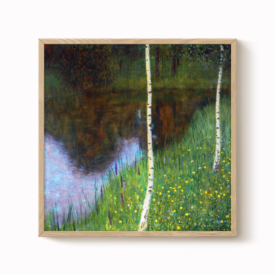 Gustav Klimt Art Print: Lakeshore With Birches Landscape - Etsy