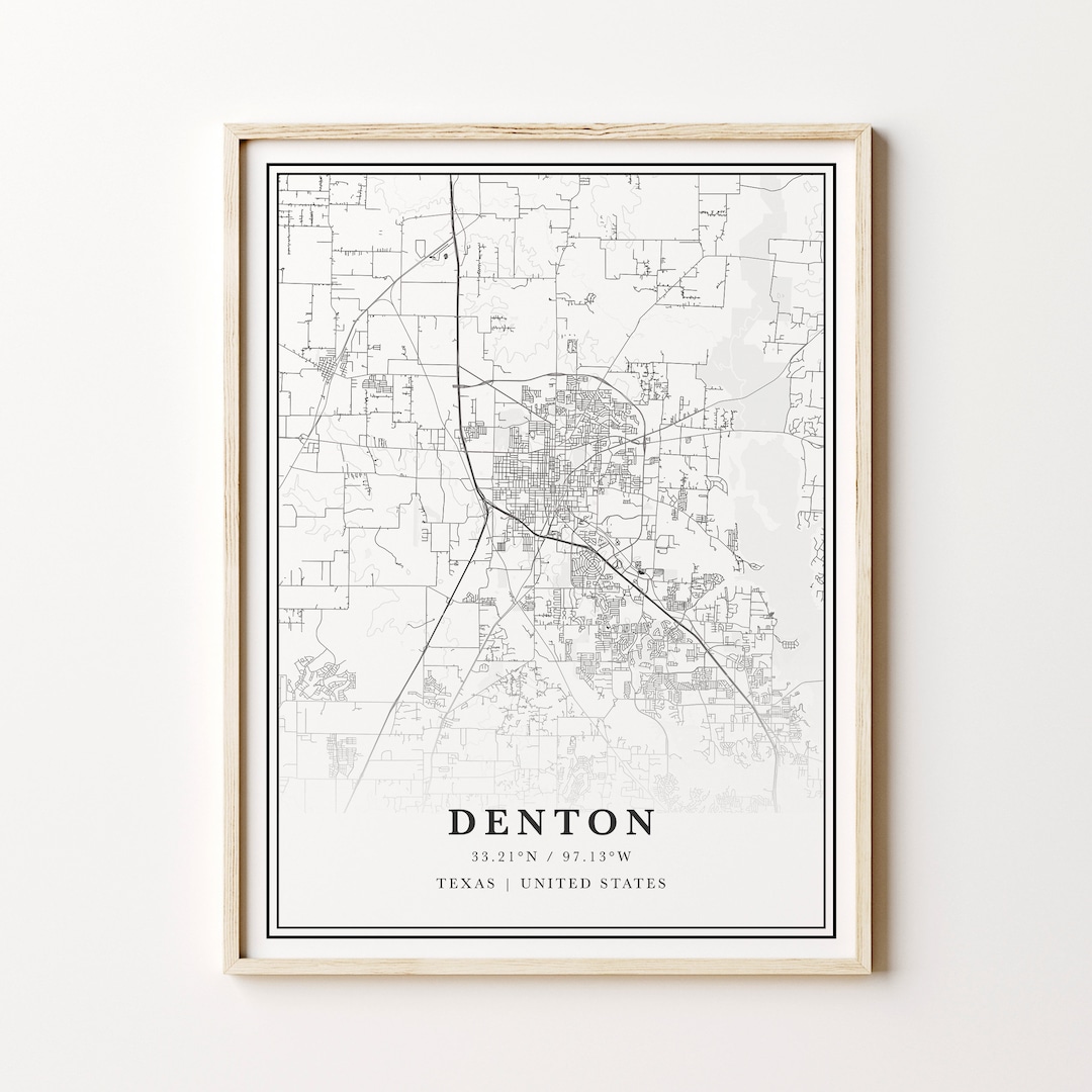 Denton Map Digital Denton Map Denton Texas Wall Art - Etsy