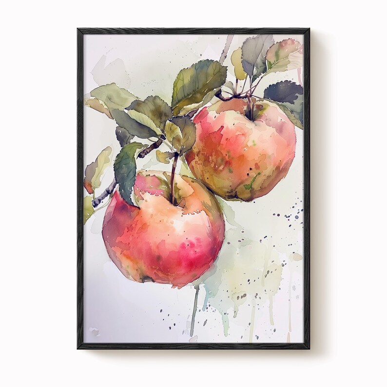 Abstract Apples Watercolor Art Print: Summer Fruit Still Life - Etsy