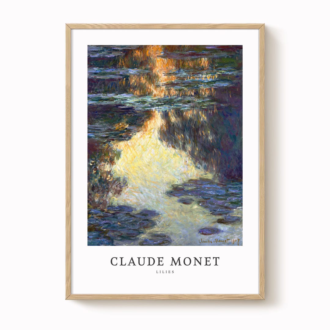 Impressionist Wall Art: Monet Lilies - Water Reflection, Matte Finish ...