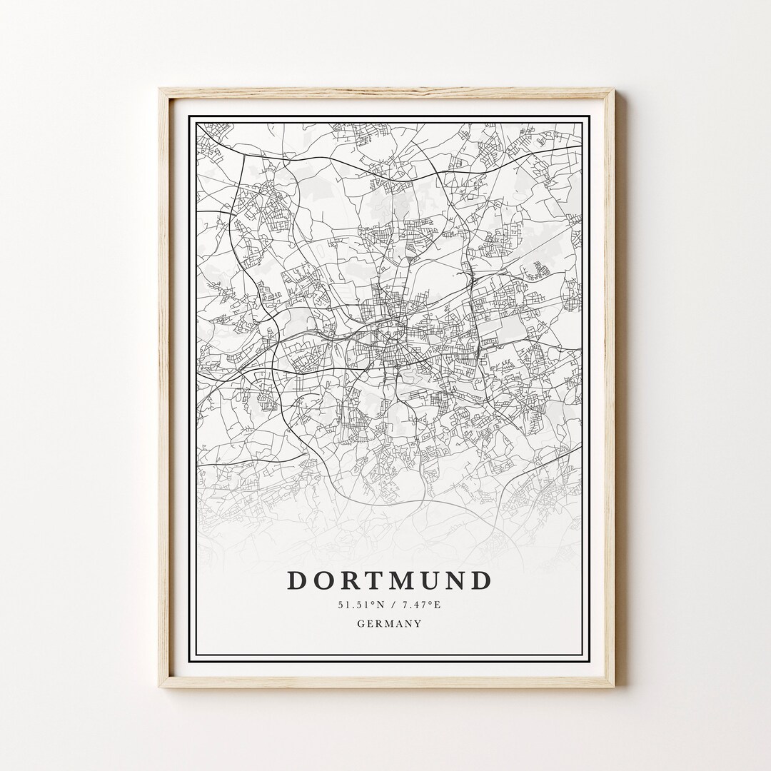 Dortmund Map Digital Dortmund Map Dortmund Germany Wall - Etsy
