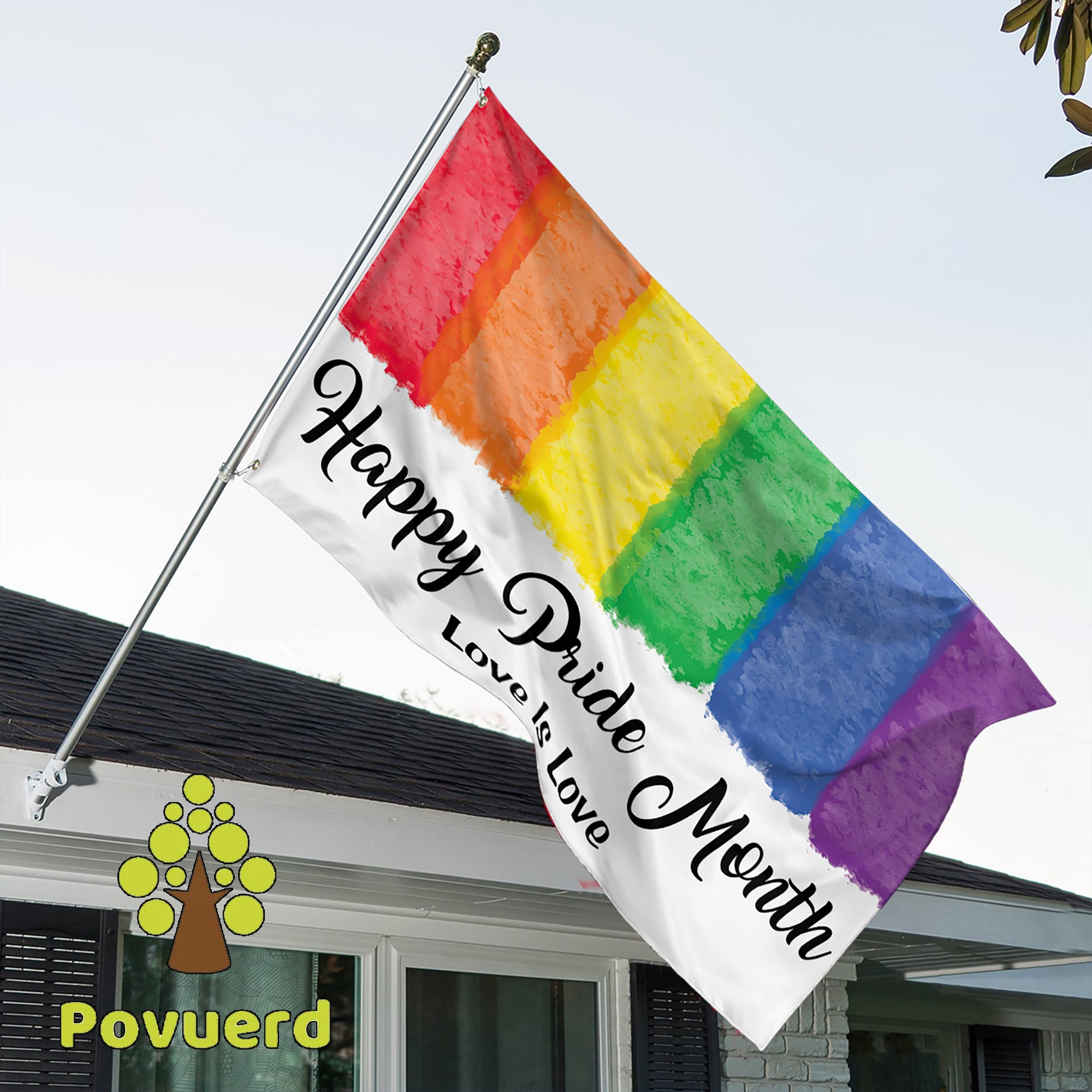 LGBT Happy Pride Month Flag, Rainbow Love Is Love Flag, LGBT Pride ...