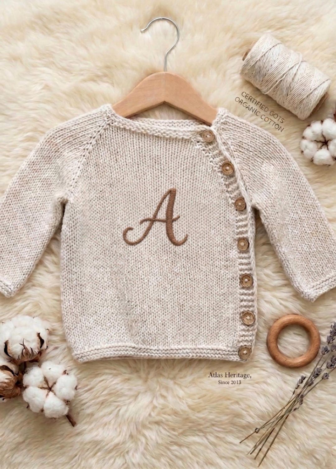 Personalized Embroidered Baby Cardigan With Name, Hand Knit Monogram ...
