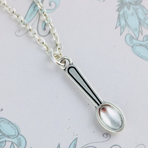 Silver Chain Necklace With Big Spoon Charm Silver Spoon | Etsy